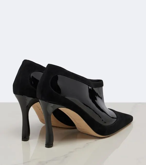 Manolo Blahnik Suede And Patent Leather Pumps