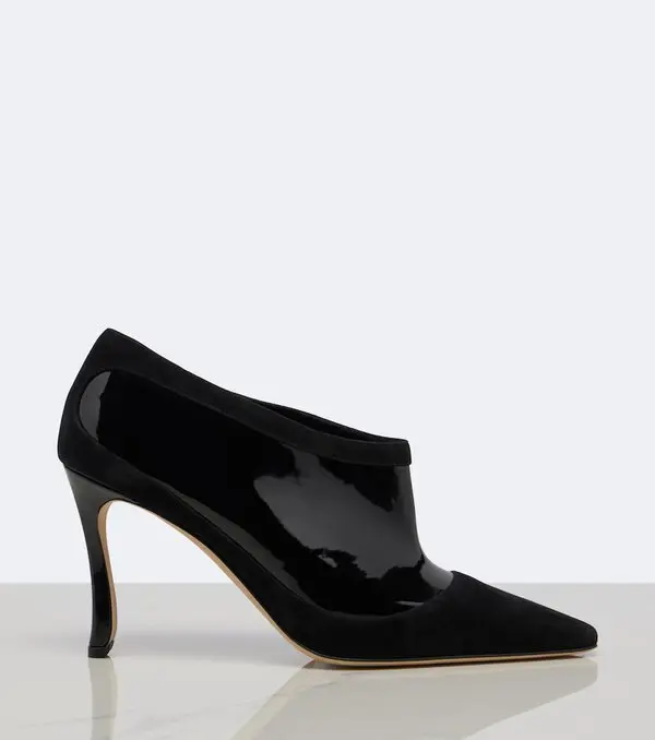 Manolo Blahnik Suede And Patent Leather Pumps