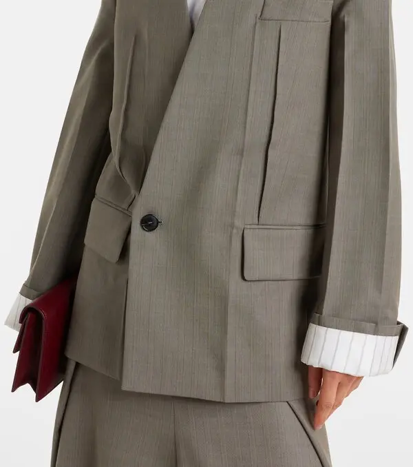 Victoria Beckham Herringbone Virgin Wool Blazer