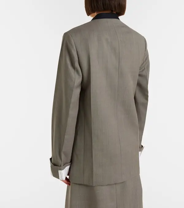 Victoria Beckham Herringbone Virgin Wool Blazer