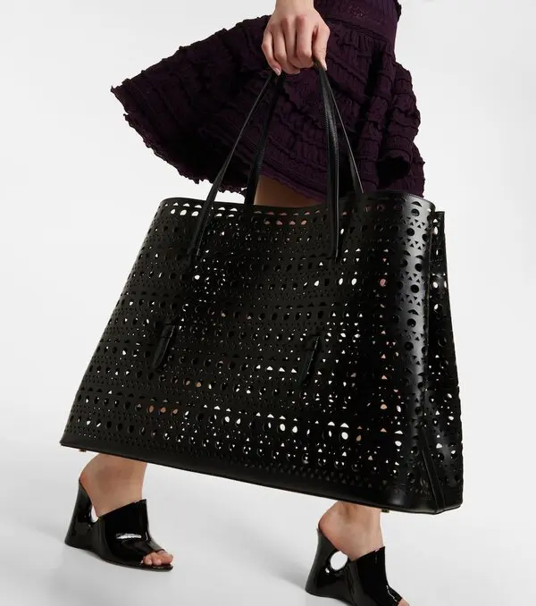 Alaïa Mina 50 Large Leather Tote Bag