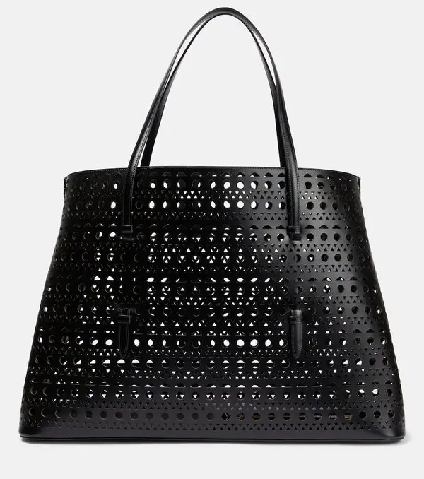 Alaïa Mina 50 Large Leather Tote Bag - Black