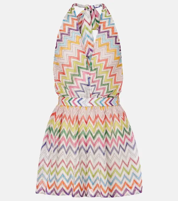 Missoni Zigzag Lamé Halter Neck Romper - Multicoloured