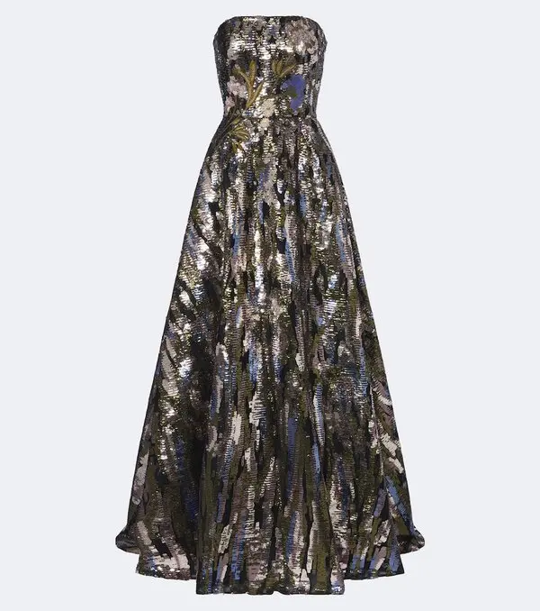 Elie Saab Embellished Silk-blend Bustier Gown
