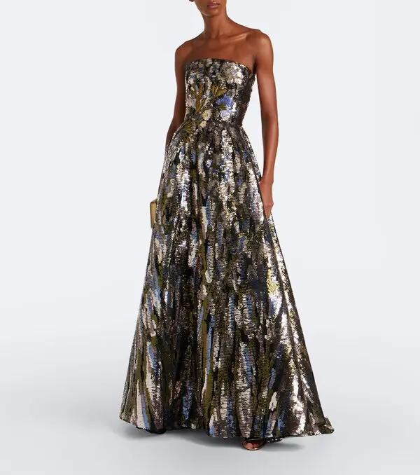 Elie Saab Embellished Silk-blend Bustier Gown