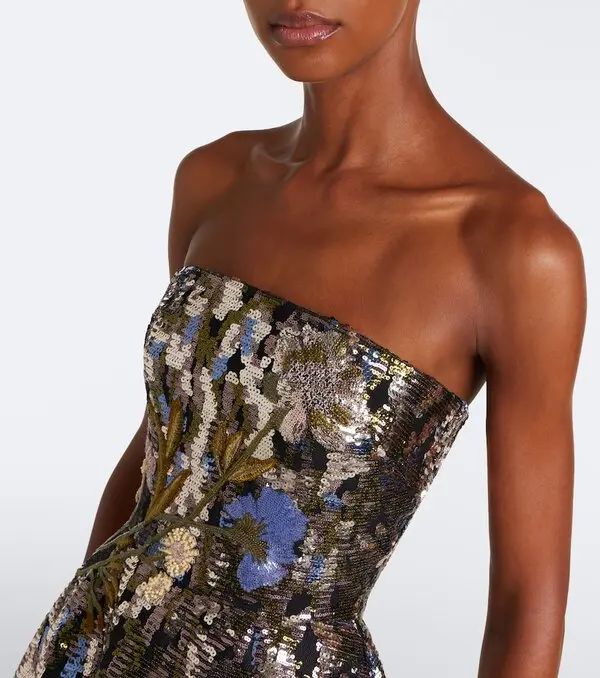 Elie Saab Embellished Silk-blend Bustier Gown