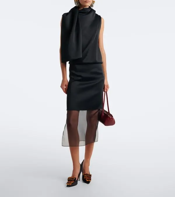 GIANVITO ROSSI Feather-trimmed Satin Pointed Toe Pumps