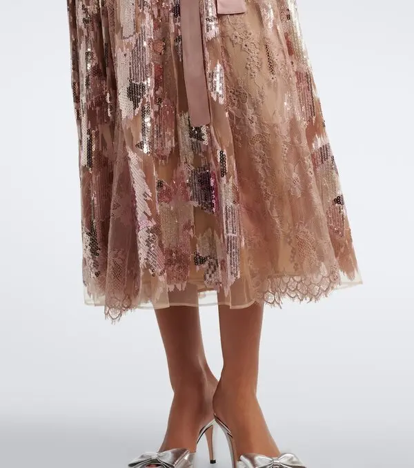 Elie Saab Sequined Silk-blend Tulle Wrap Dress