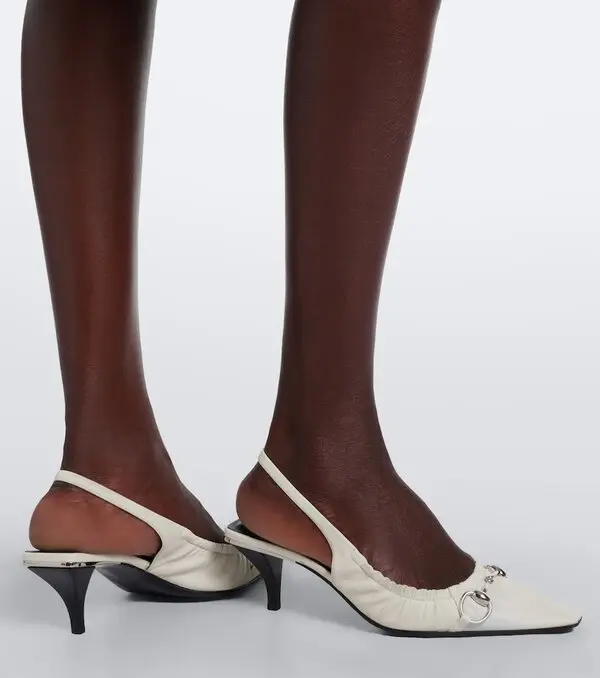 Gucci Vittoria Horsebit Leather Slingback Pumps