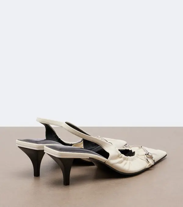 Gucci Vittoria Horsebit Leather Slingback Pumps