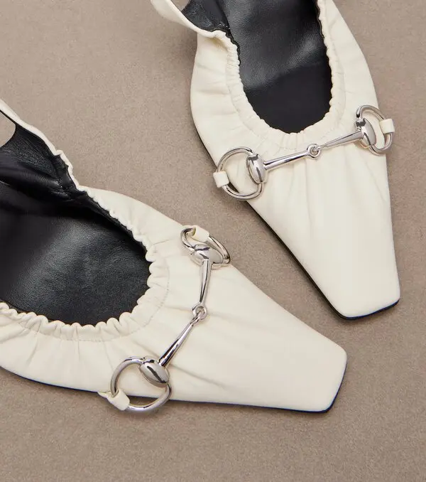 Gucci Vittoria Horsebit Leather Slingback Pumps