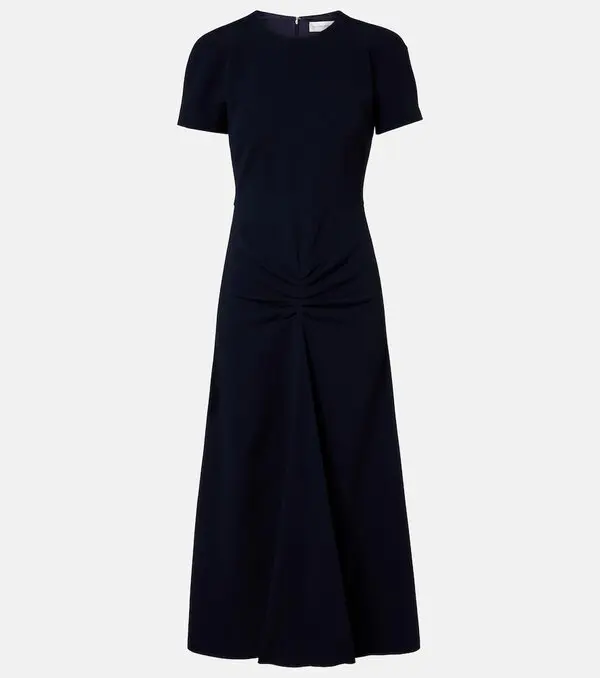 Victoria Beckham Gathered Jersey Midi Dress - Blue