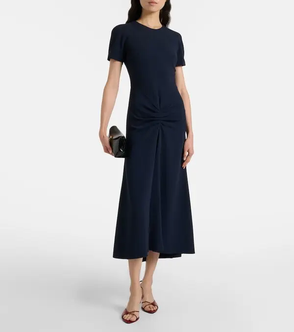 Victoria Beckham Gathered Jersey Midi Dress - Blue