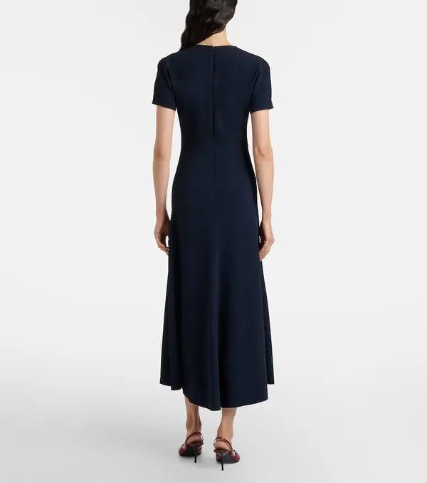 Victoria Beckham Gathered Jersey Midi Dress - Blue