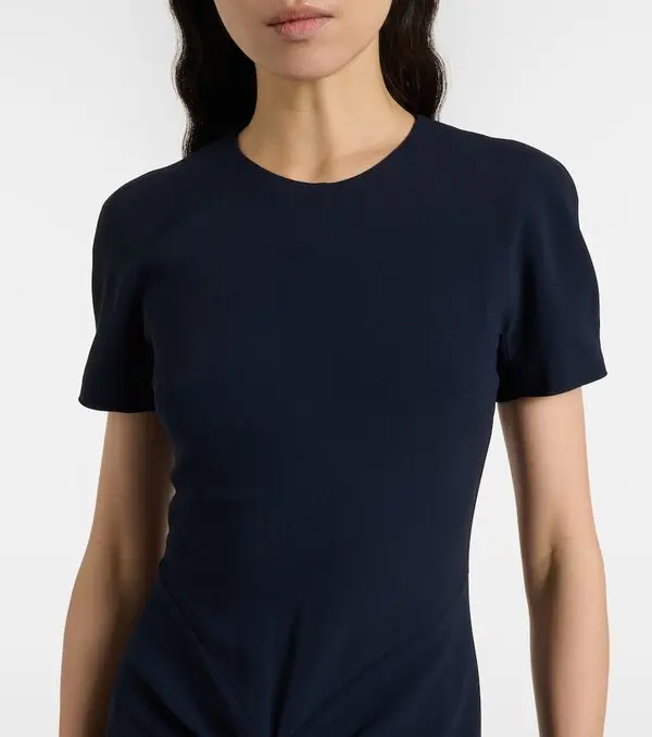 Victoria Beckham Gathered Jersey Midi Dress - Blue