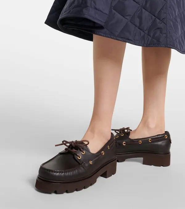 GIANVITO ROSSI Olonne Leather Boat Shoes