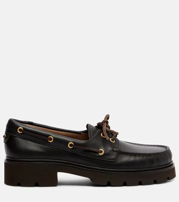 GIANVITO ROSSI Olonne Leather Boat Shoes