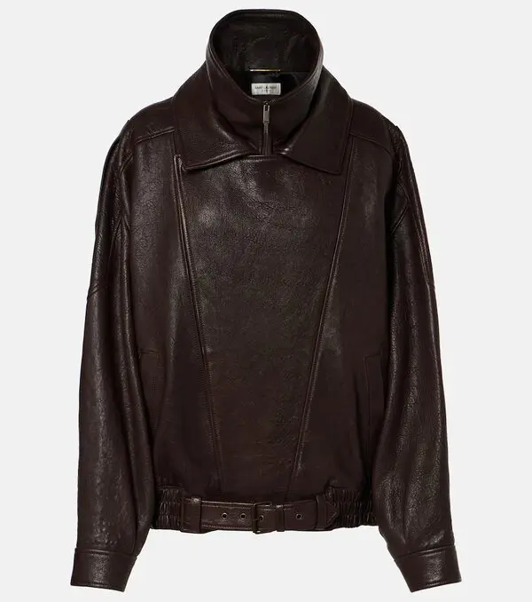 Saint Laurent Oversized Leather Bomber Jacket