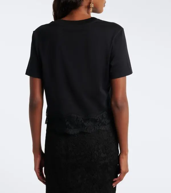 Dolce & Gabbana Dg Lace-trimmed Cotton-blend T-shirt