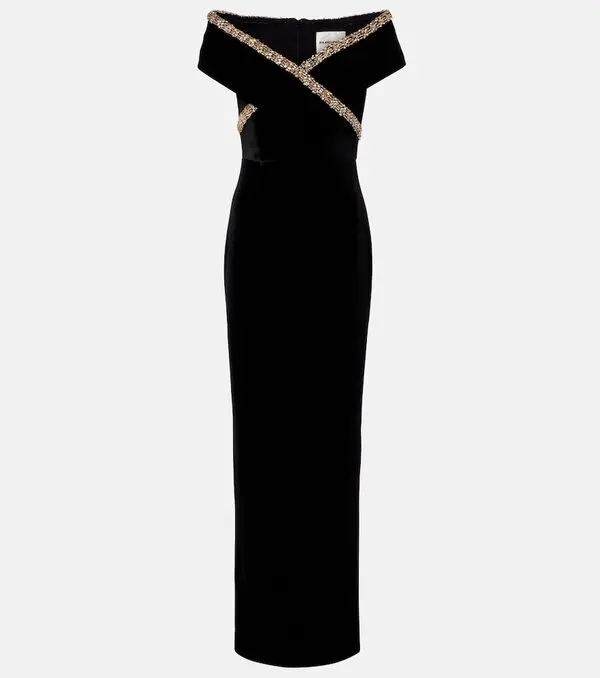 Roland Mouret Embellished Velvet Gown