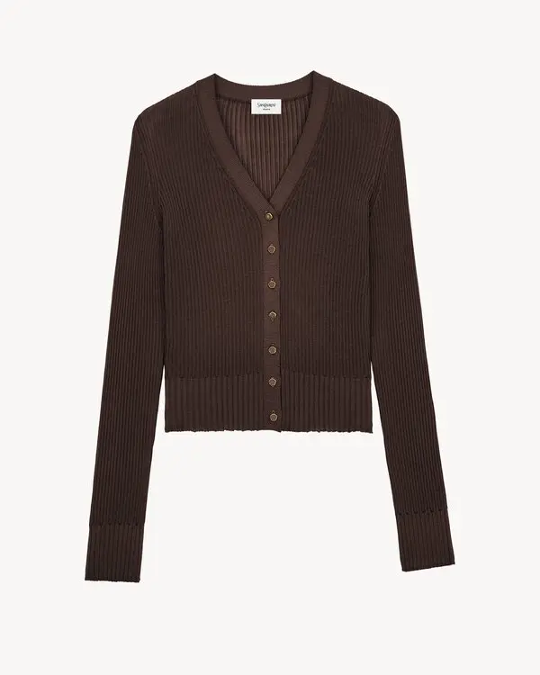 Saint Laurent Ribbed Knit V-neck Cardigan