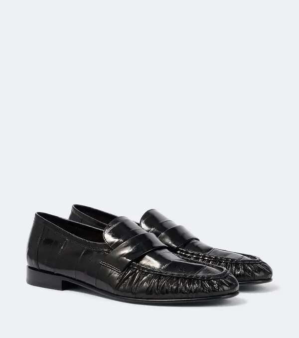 THE ROW Soft Eel Leather Loafers - Black
