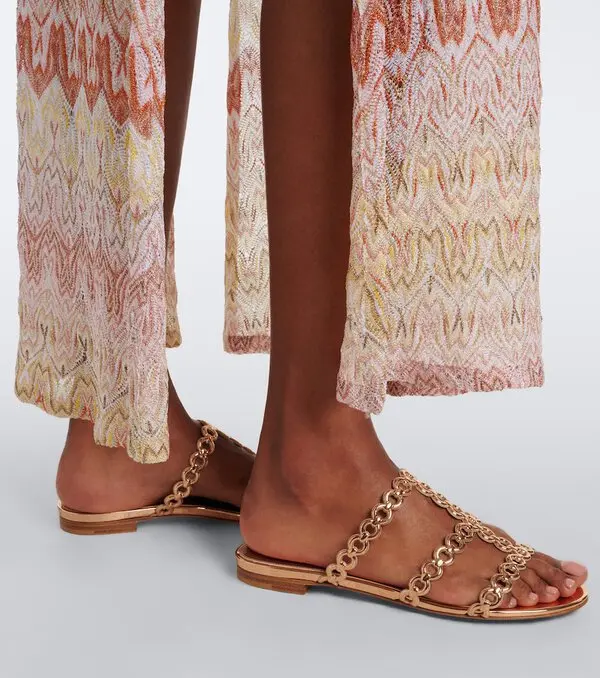 AQUAZZURA Infinity Chain Mirrored Leather Sandals