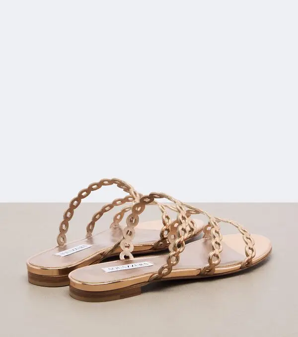 AQUAZZURA Infinity Chain Mirrored Leather Sandals