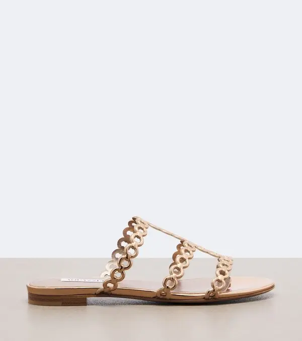 AQUAZZURA Infinity Chain Mirrored Leather Sandals