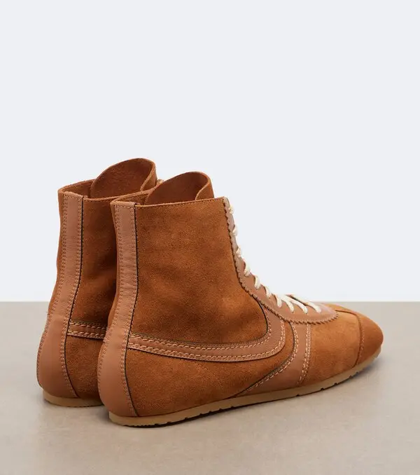 Dries Van Noten Leather-trimmed Suede High-top Sneakers