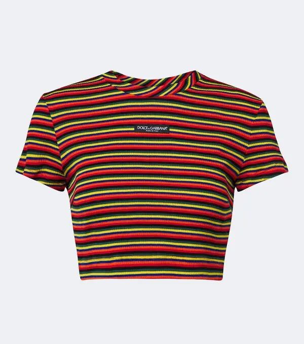 Dolce & Gabbana Cropped Striped Cotton T-shirt