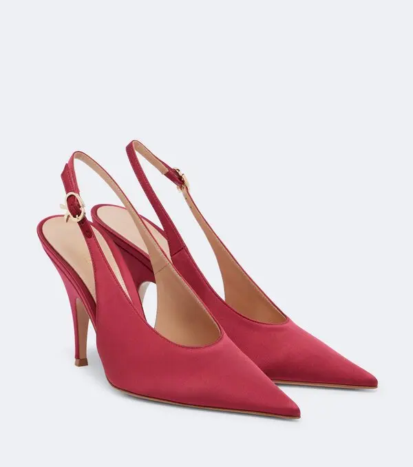 GIANVITO ROSSI Sofia Satin Slingback Pumps - Burgundy