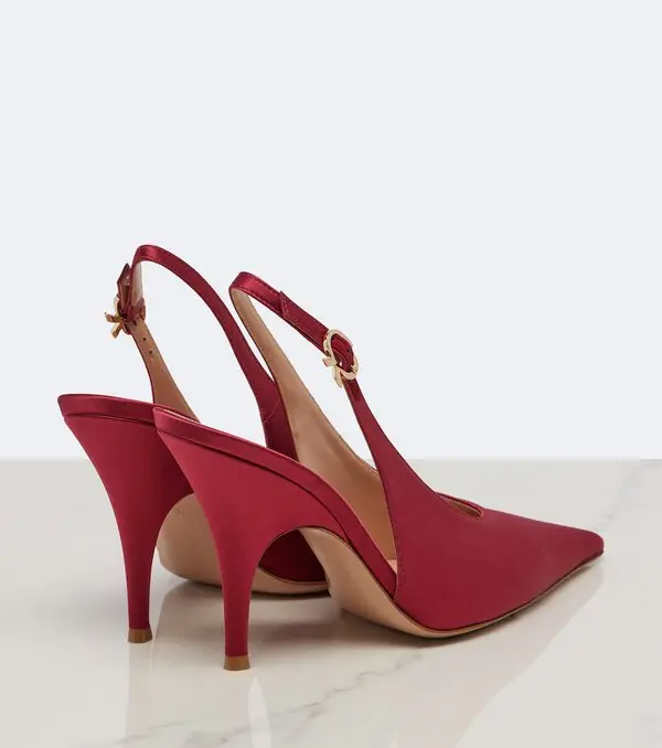 GIANVITO ROSSI Sofia Satin Slingback Pumps - Burgundy