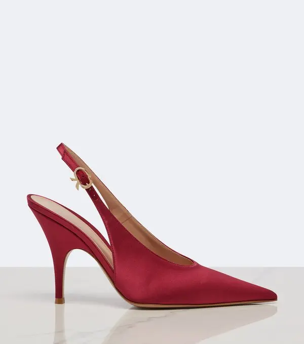 GIANVITO ROSSI Sofia Satin Slingback Pumps - Burgundy