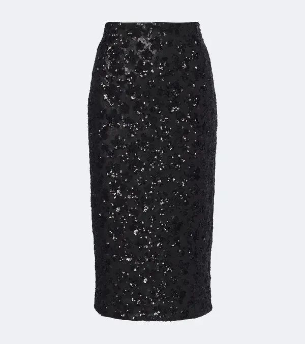 Max Mara Sequined Pencil Skirt - Black