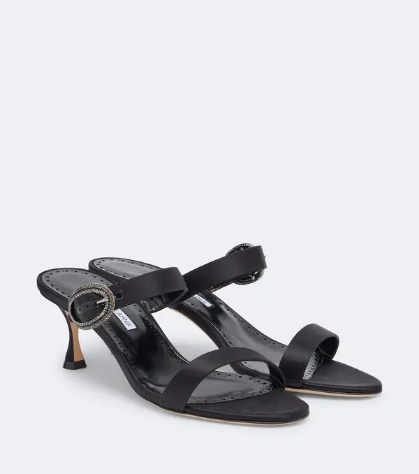 Manolo Blahnik Zutosanmu Embellished Satin Mules