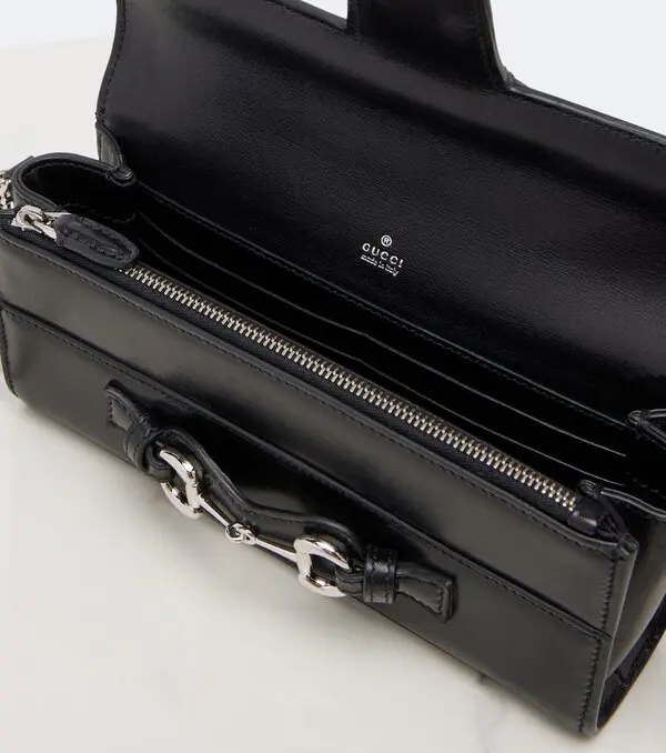 Gucci Horsebit Leather Wallet On Chain - Black