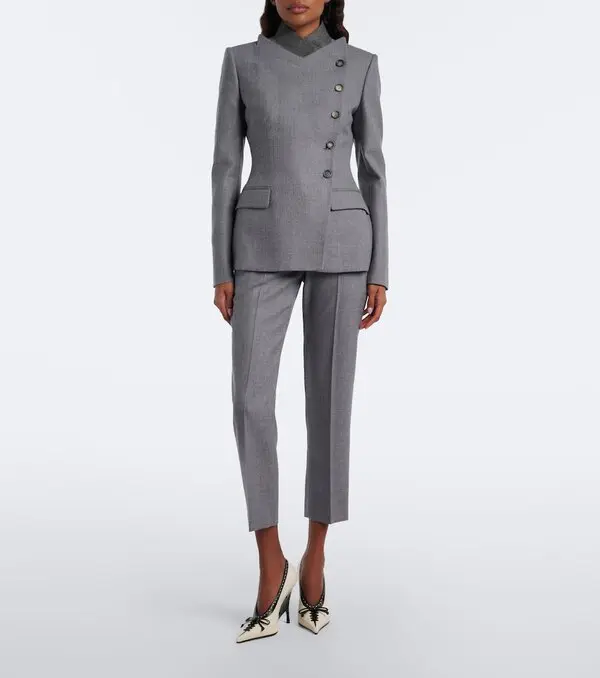 Alexander McQueen Pinstripe Peplum Blazer