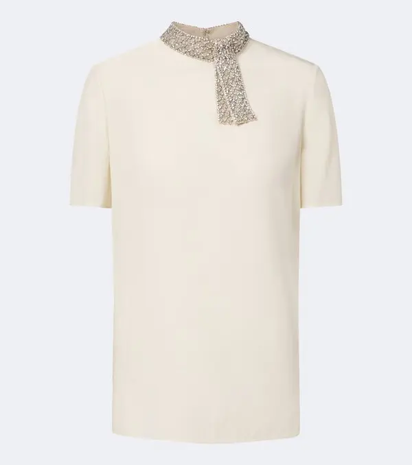 Valentino Garavani Embellished Silk Crêpe De Chine Top