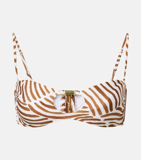 VIX PAULA HERMANNY Pam Printed Bandeau Bikini Top - White