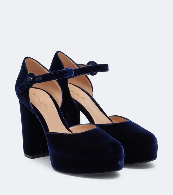GIANVITO ROSSI Velvet Platform Pumps
