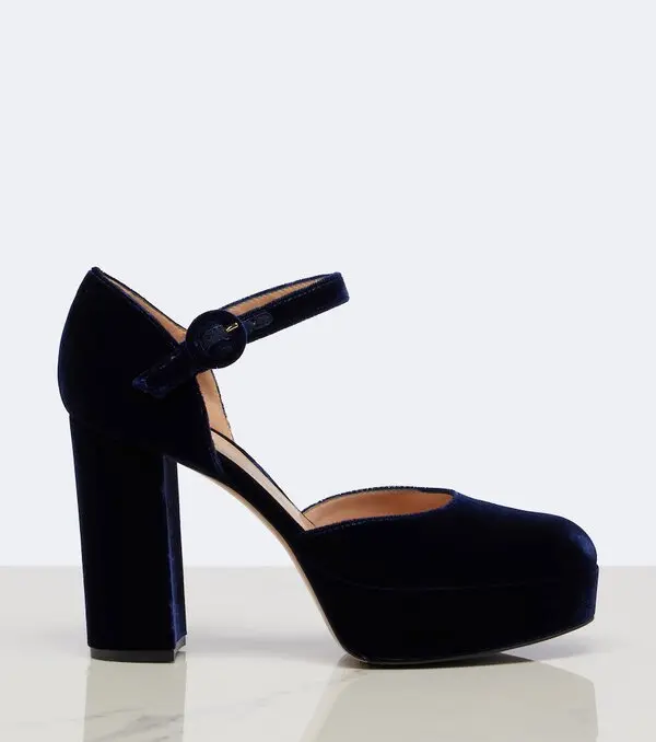 GIANVITO ROSSI Velvet Platform Pumps