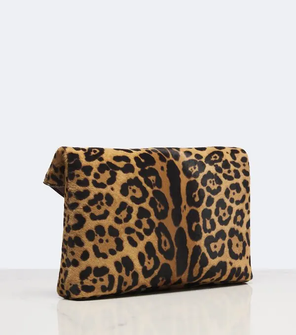 Saint Laurent Cassandre Leopard-print Calf Hair Pouch