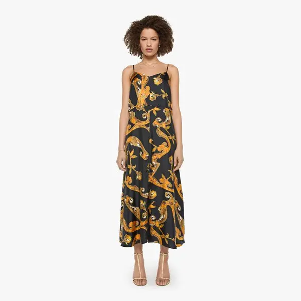 La Prestic Ouiston Maxi Dress With Golden Rose Print