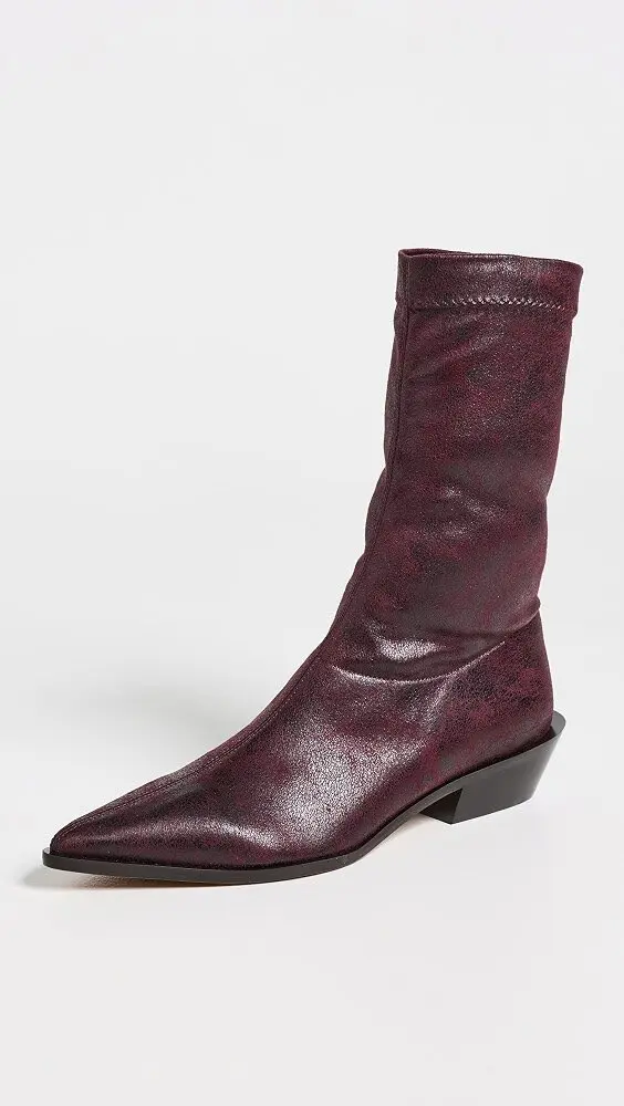 Tibi Leo Faux Leather Boots - Wine