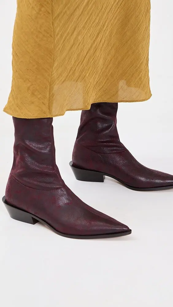 Tibi Leo Faux Leather Boots - Wine