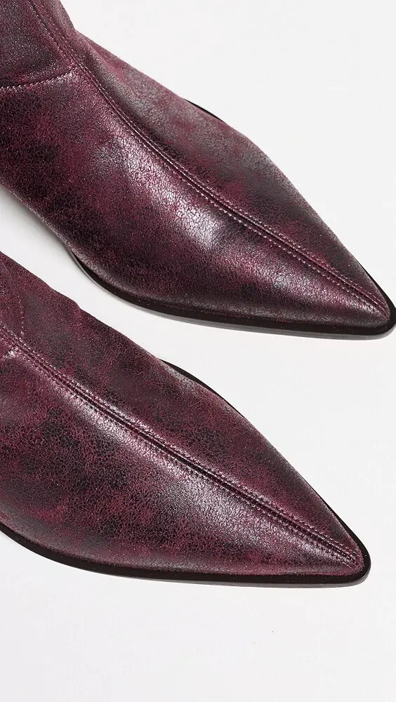 Tibi Leo Faux Leather Boots - Wine