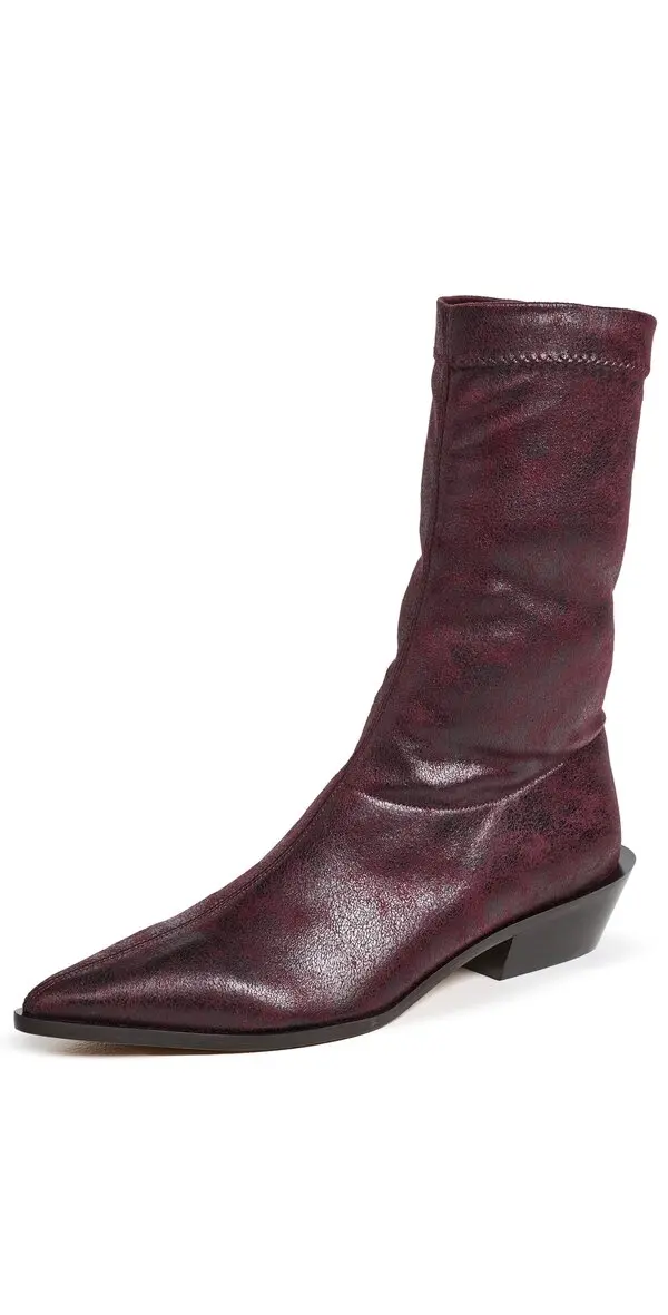 Tibi Leo Faux Leather Boots - Wine