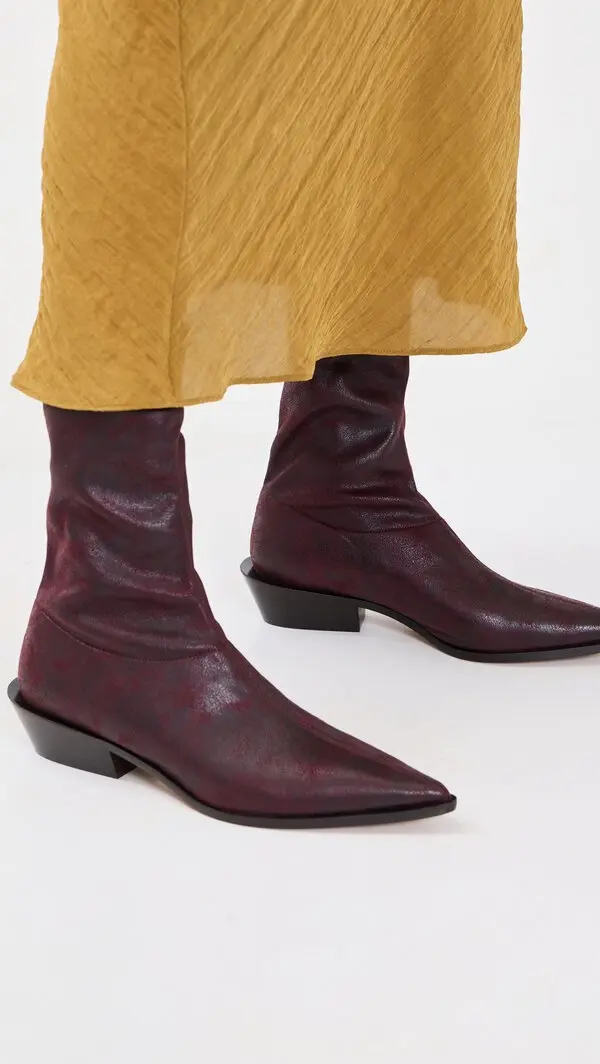Tibi Leo Faux Leather Boots - Wine