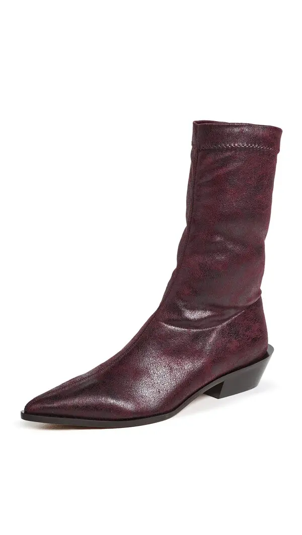 Tibi Leo Faux Leather Boots - Wine